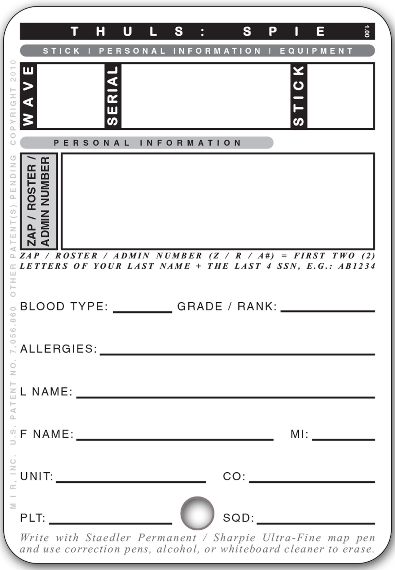 SPIE CARD | MIR - THULS | STāNOTE